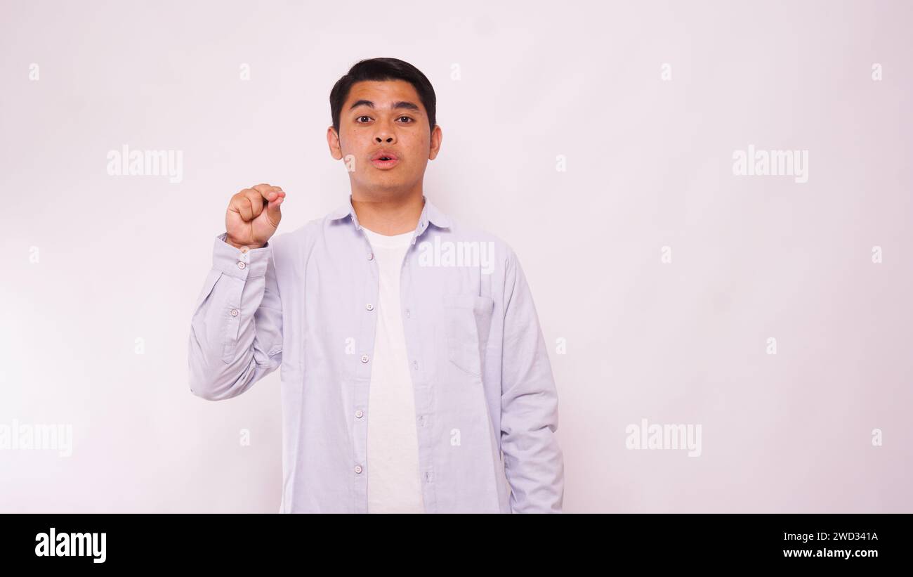 Asian man using sign language with hand. learn sign language by hand ...