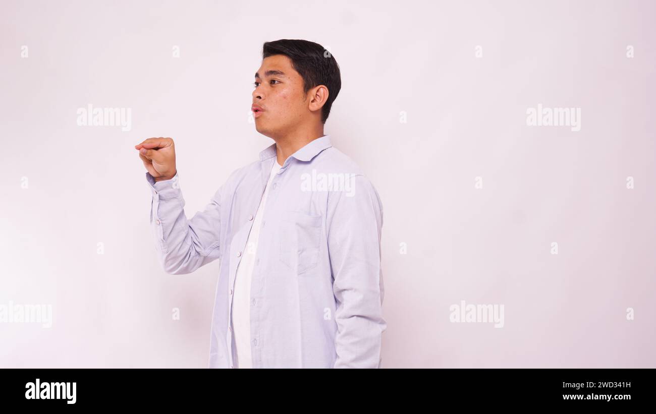 Asian man using sign language with hand. learn sign language by hand ...