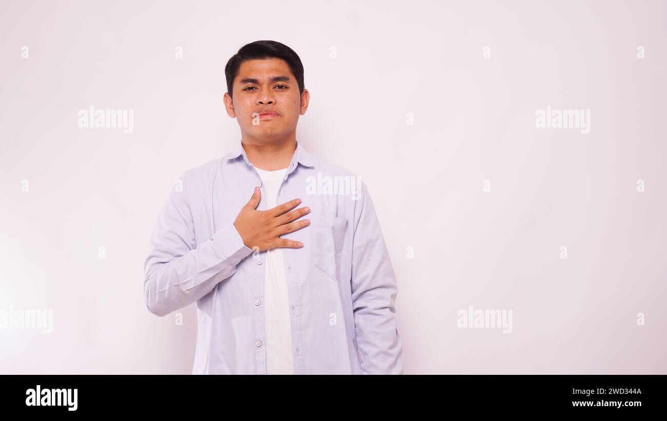 Asian man using sign language with hand. learn sign language by hand ...