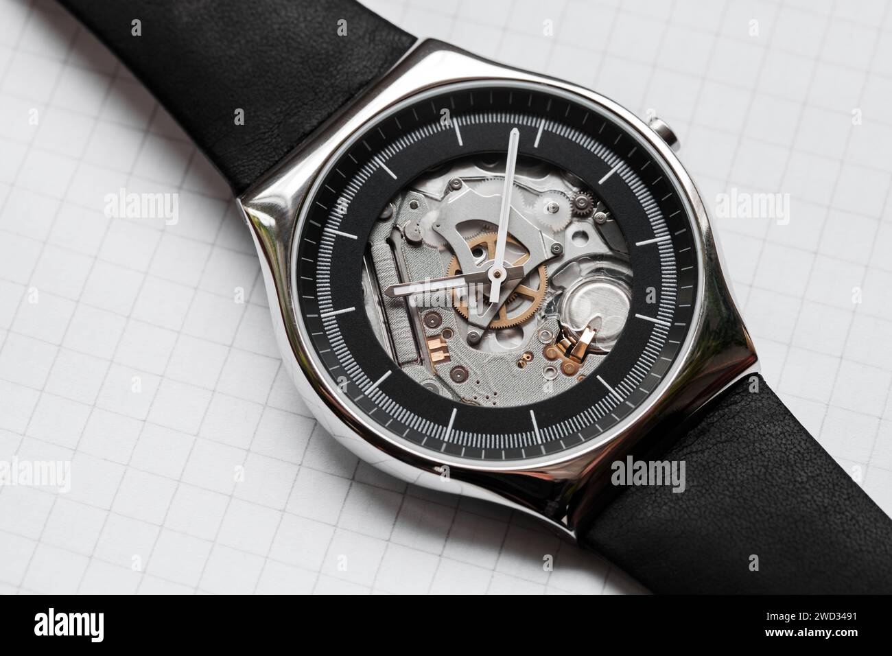 Skeleton wrist watch, close-up photo, top view Stock Photo - Alamy