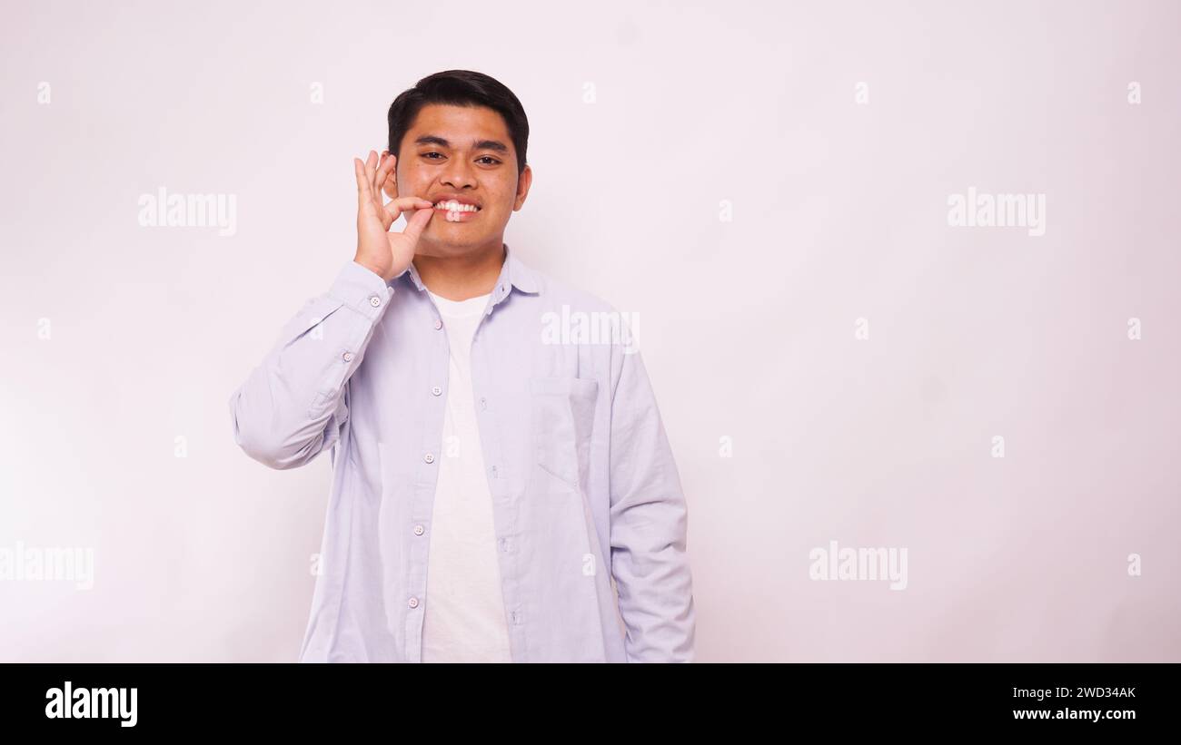 Asian man using sign language with hand. learn sign language by hand ...