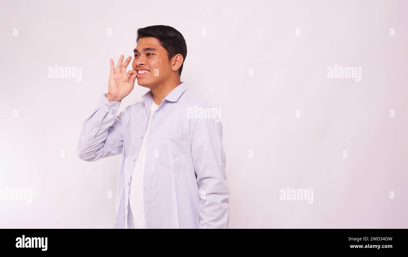 Asian man using sign language with hand. learn sign language by hand ...