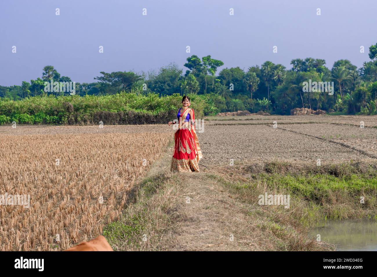 Indian rural girl smiling and enjoying nature. Freedom concept Stock ...