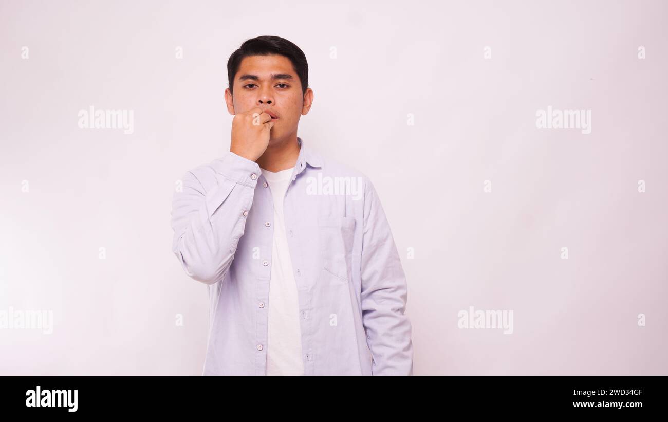 Asian man using sign language with hand. learn sign language by hand ...