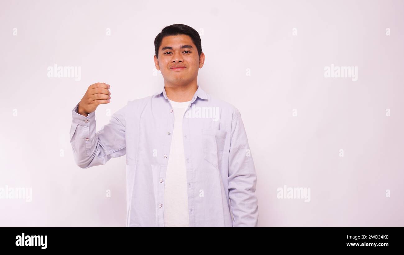 Asian man using sign language with hand. learn sign language by hand ...