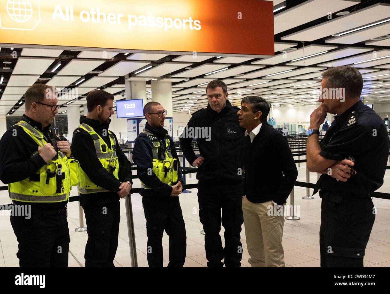 British Prime Minister Rishi Sunak, second right, meets with the Border ...