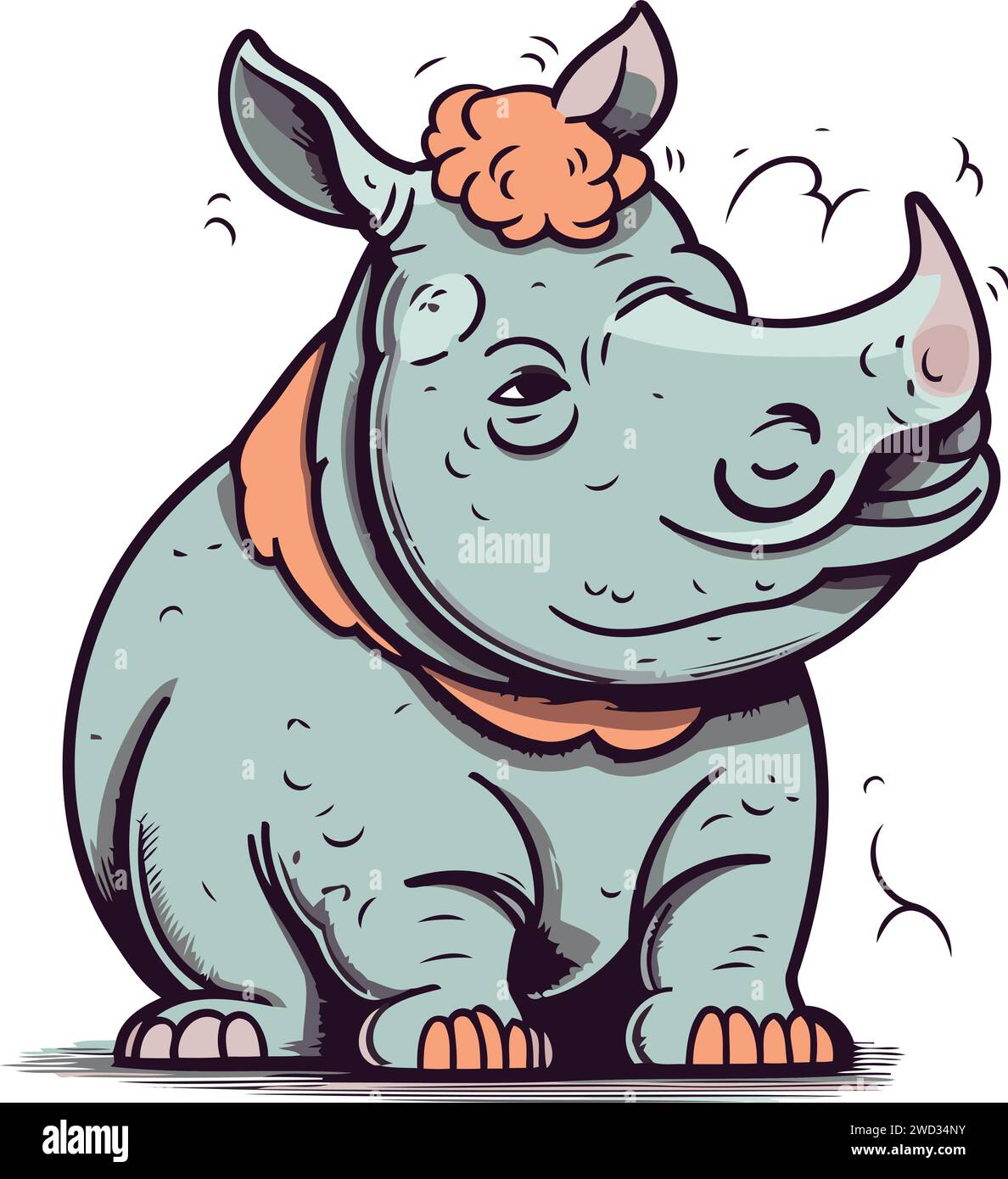 Cartoon rhinoceros on white background. Vector illustration Stock ...
