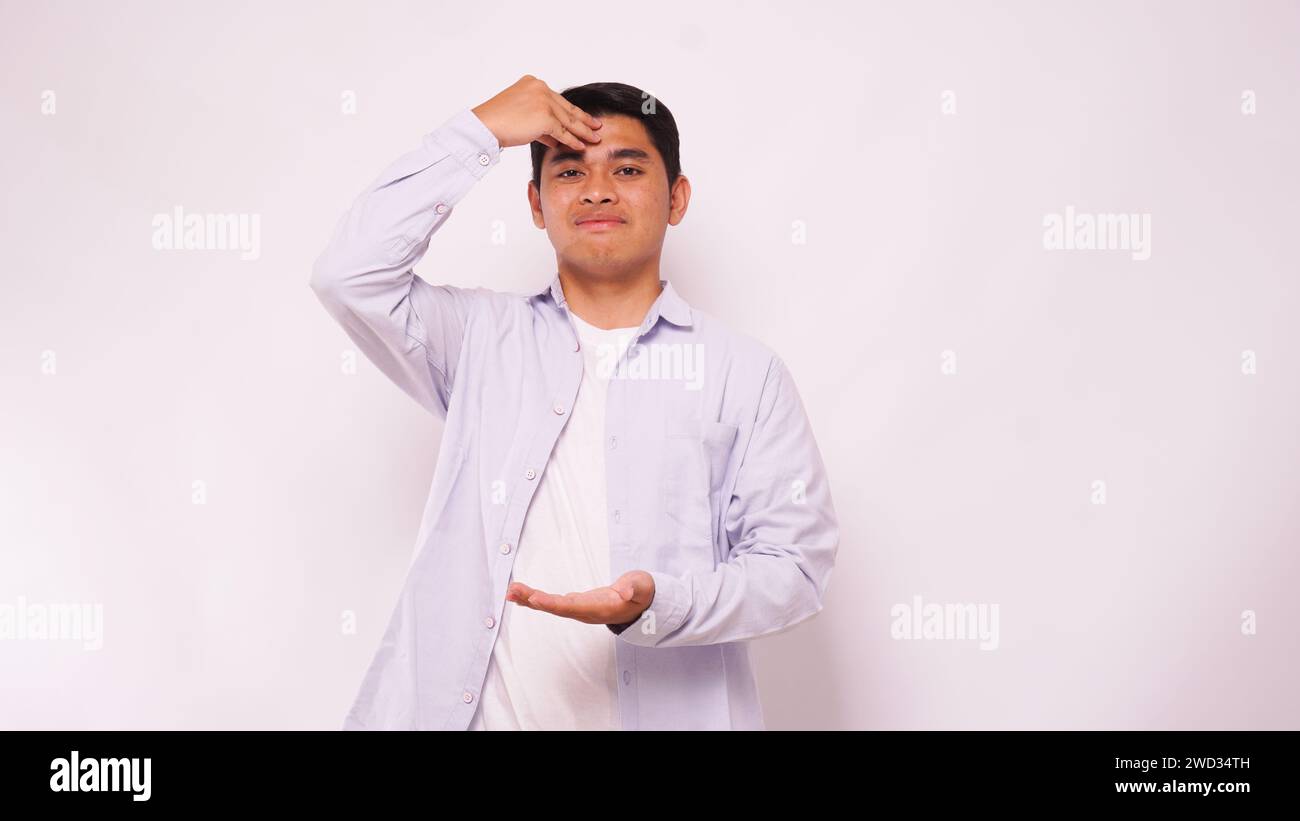 Asian man using sign language with hand. learn sign language by hand ...