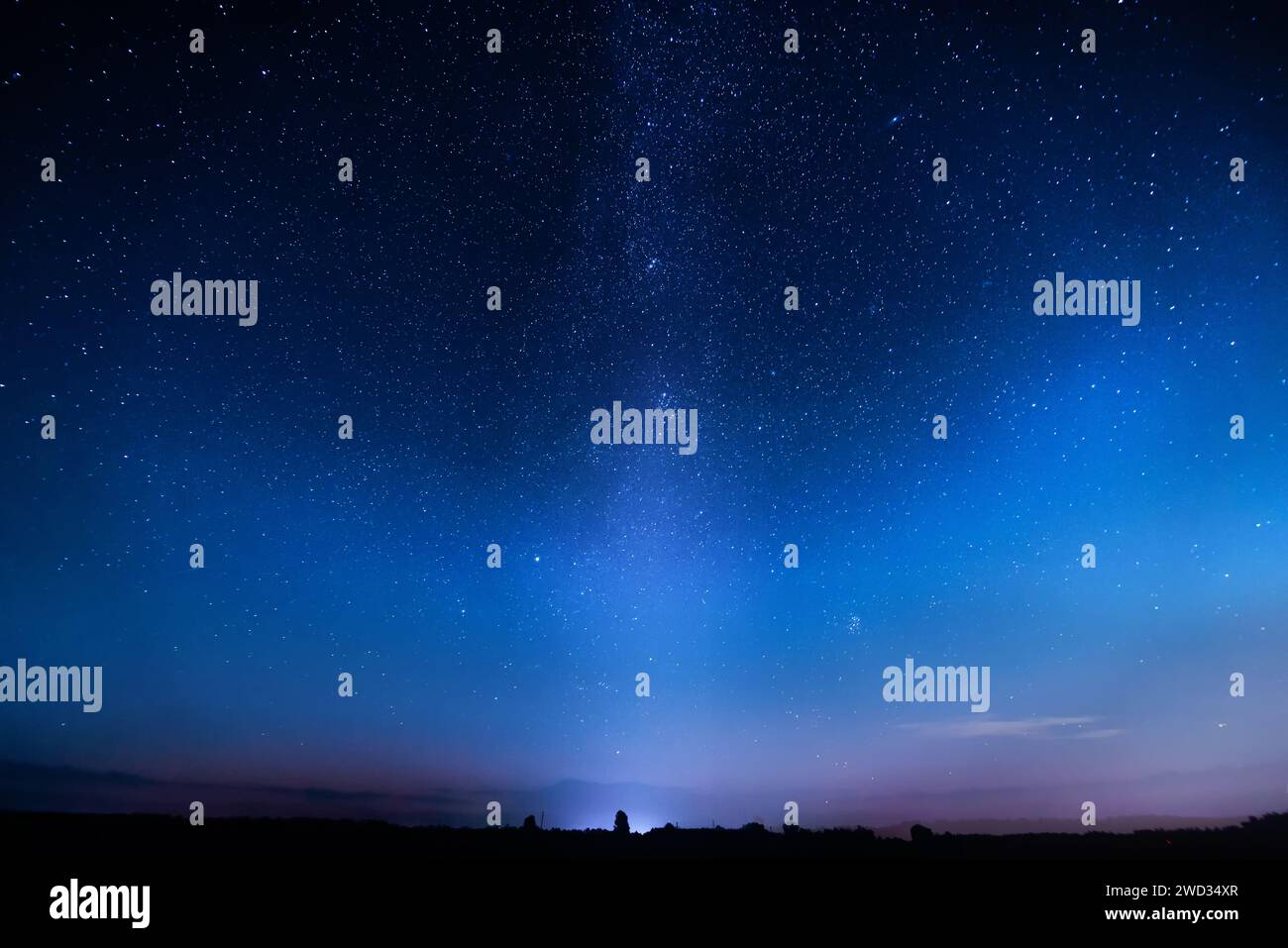 Blue starry sky. Night colorful landscape. Sky with many stars at night ...