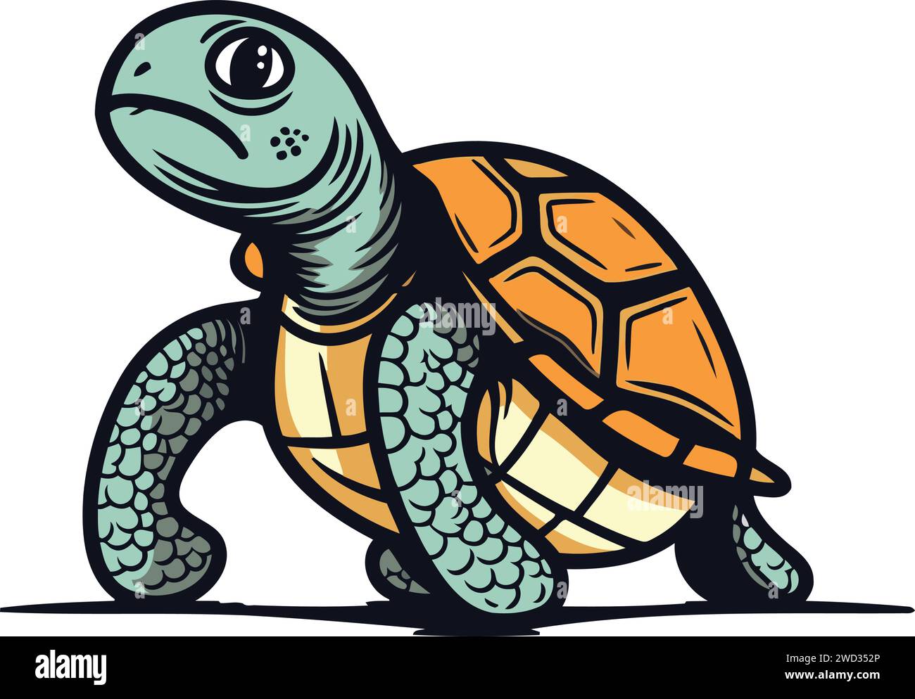 Turtle on a white background. Vector illustration in cartoon style ...