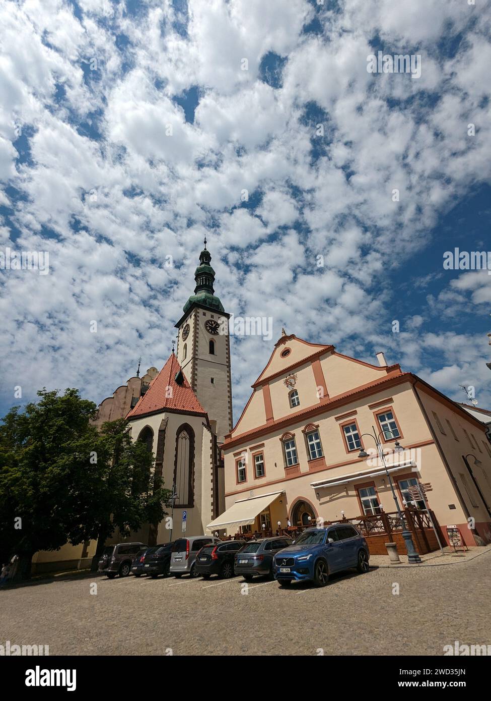 Tabor historical city center with old town square in south Bohemia ...