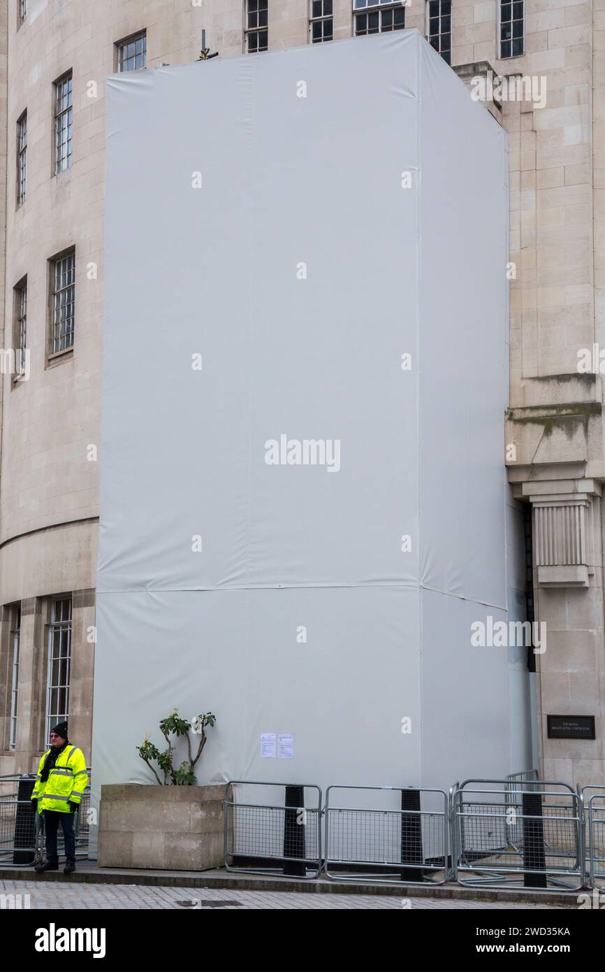 Screen covering Eric Gill's statue / sculpture Prospero And Ariel ...