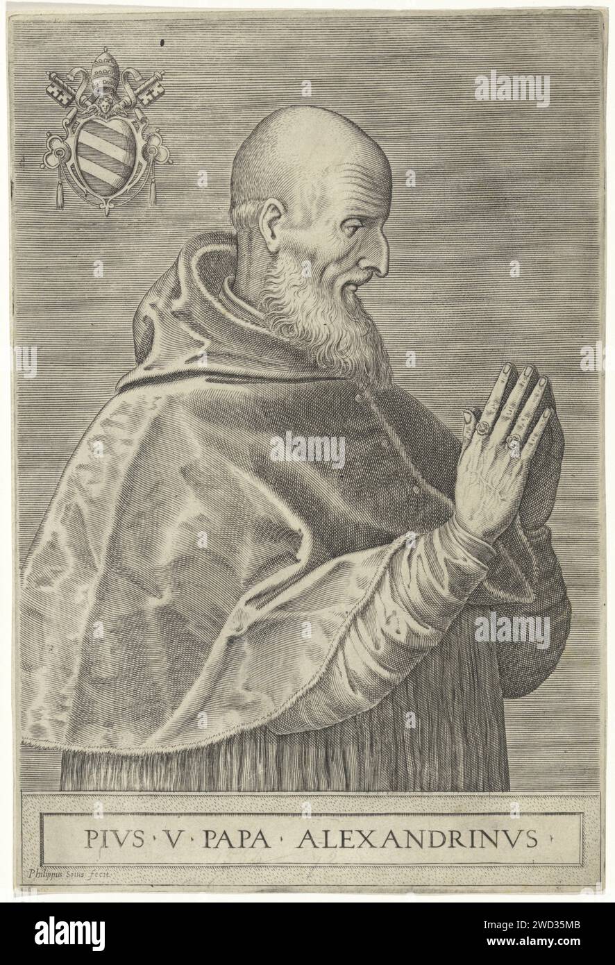 Portet van Paus Pius V, Philippe de soee, 1568 print Portrait of Pope ...