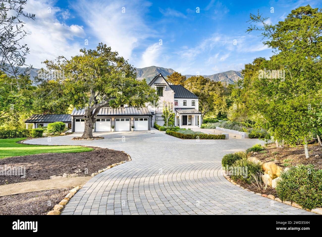 Brick driveways in front of a residential home Stock Photo - Alamy