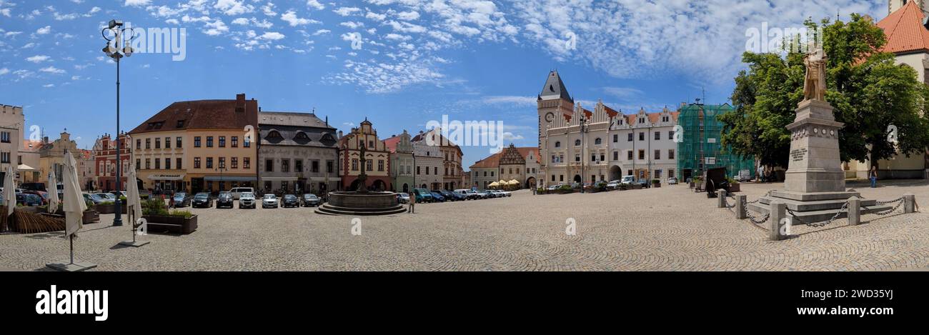 Tabor historical city center with old town square in south Bohemia ...