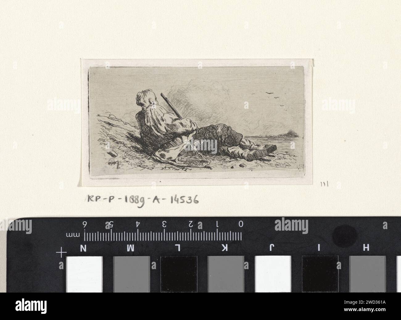 Ligging Jager, Jan Weissenbruch, 1837 - 1880 print On the floor is a ...