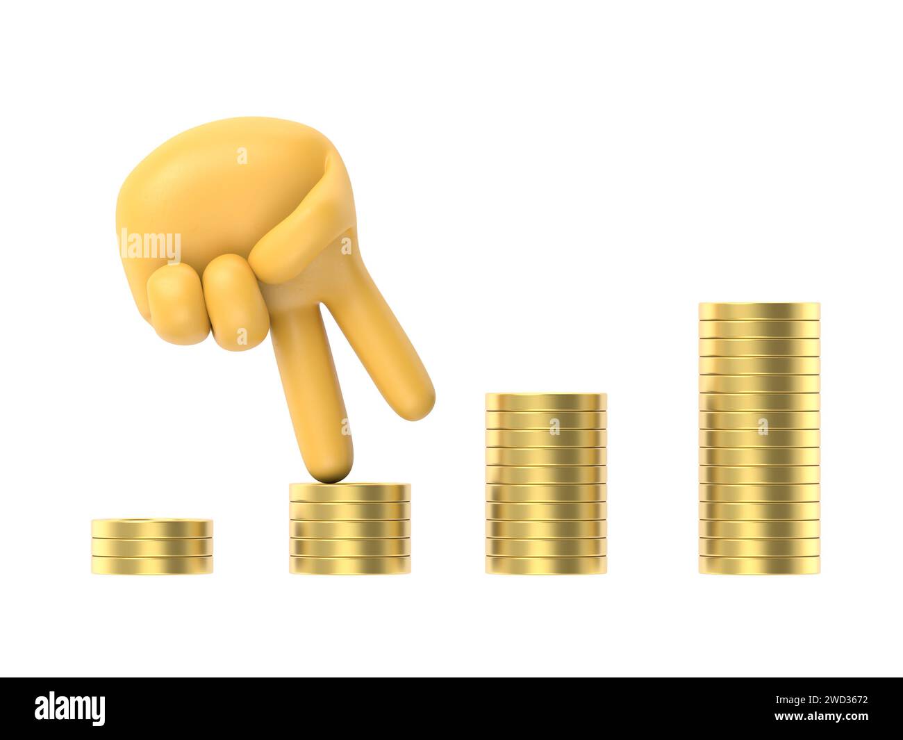 Money staircase concept. Businessman walk fingers over the stock of ...