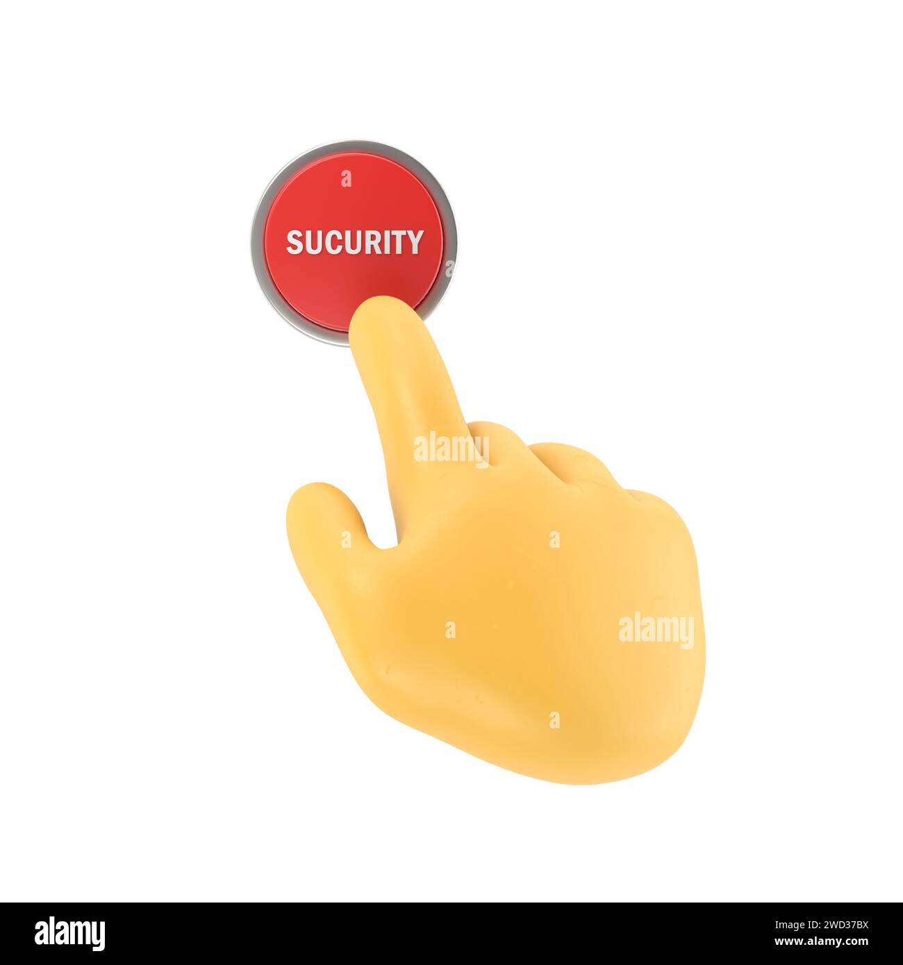 Security button. Hand pressing red button. Push finger. 3d illustration ... Security button. Hand pressing red button. Push finger. 3d illustration ...