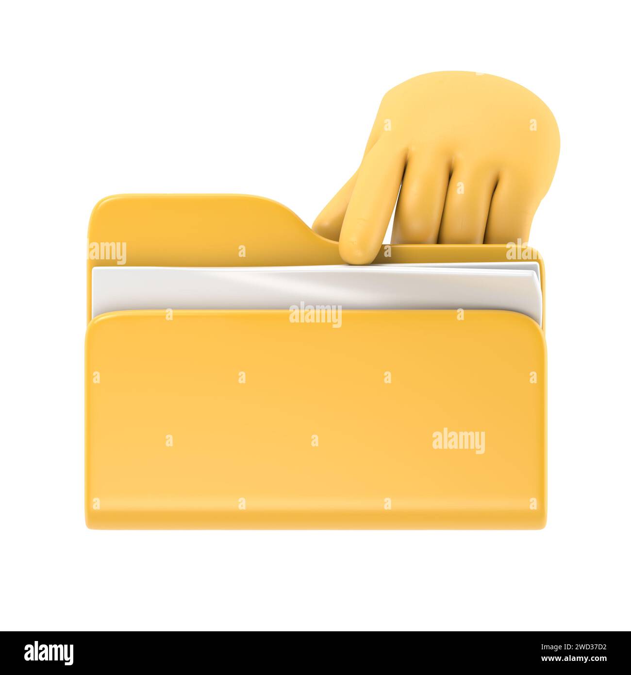 Cartoon Gesture Icon Mockup.Looking for information in a folder with documents,flipping the ...