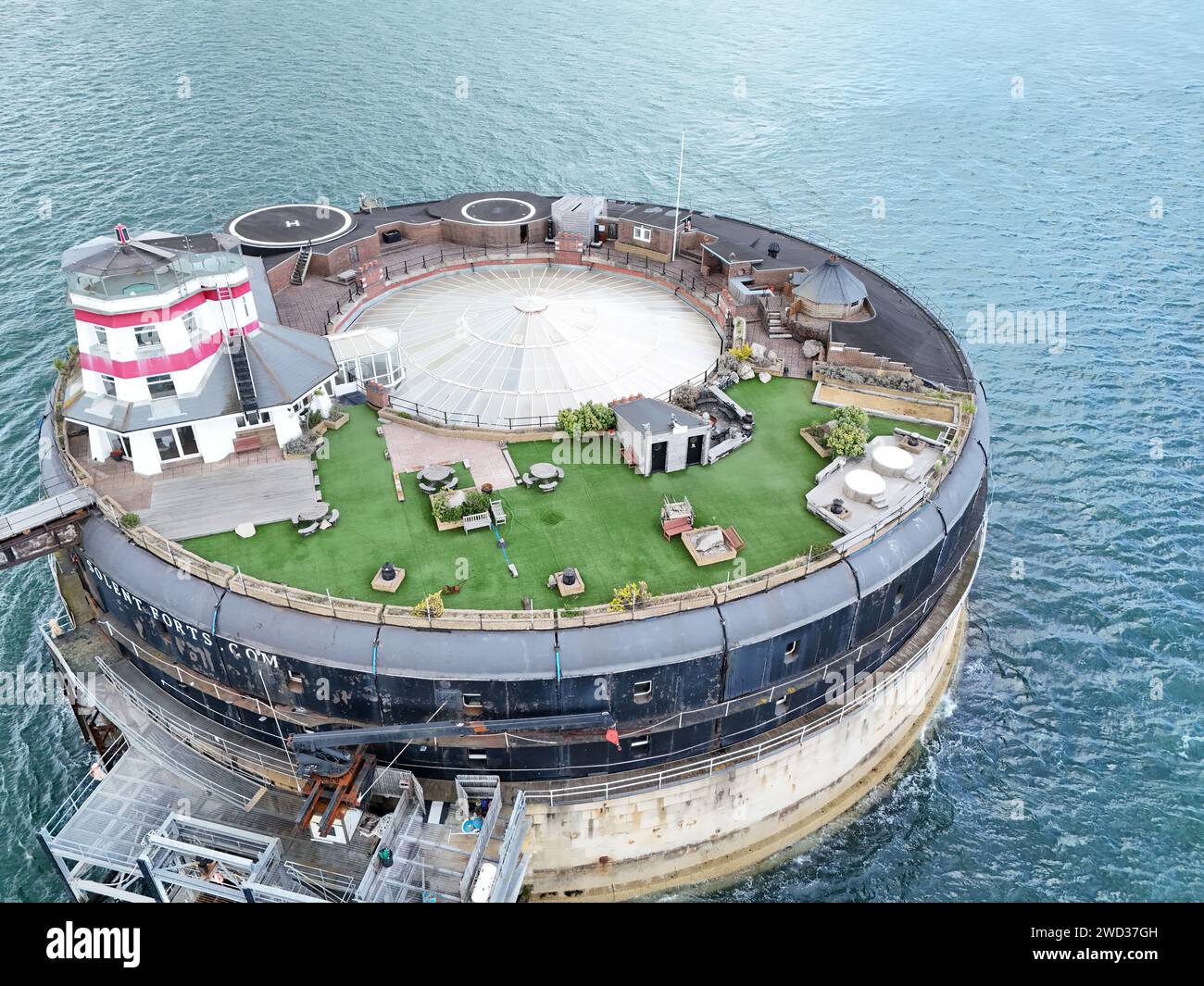 Spitbank Sea Fort of Isle of Wight UK drone,aerial Stock Photo - Alamy