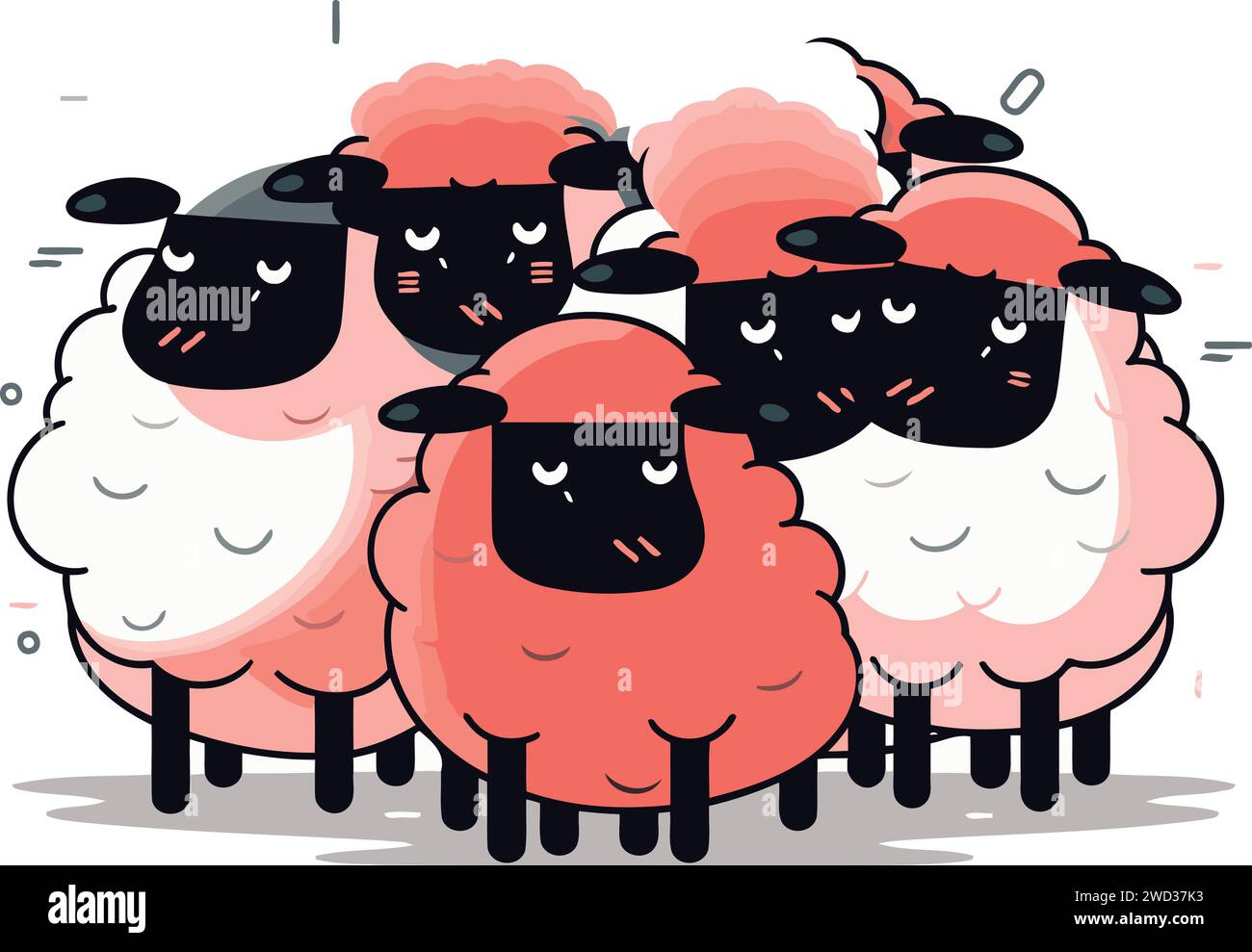 Funny cartoon sheep. Vector illustration in flat style. Isolated on ...