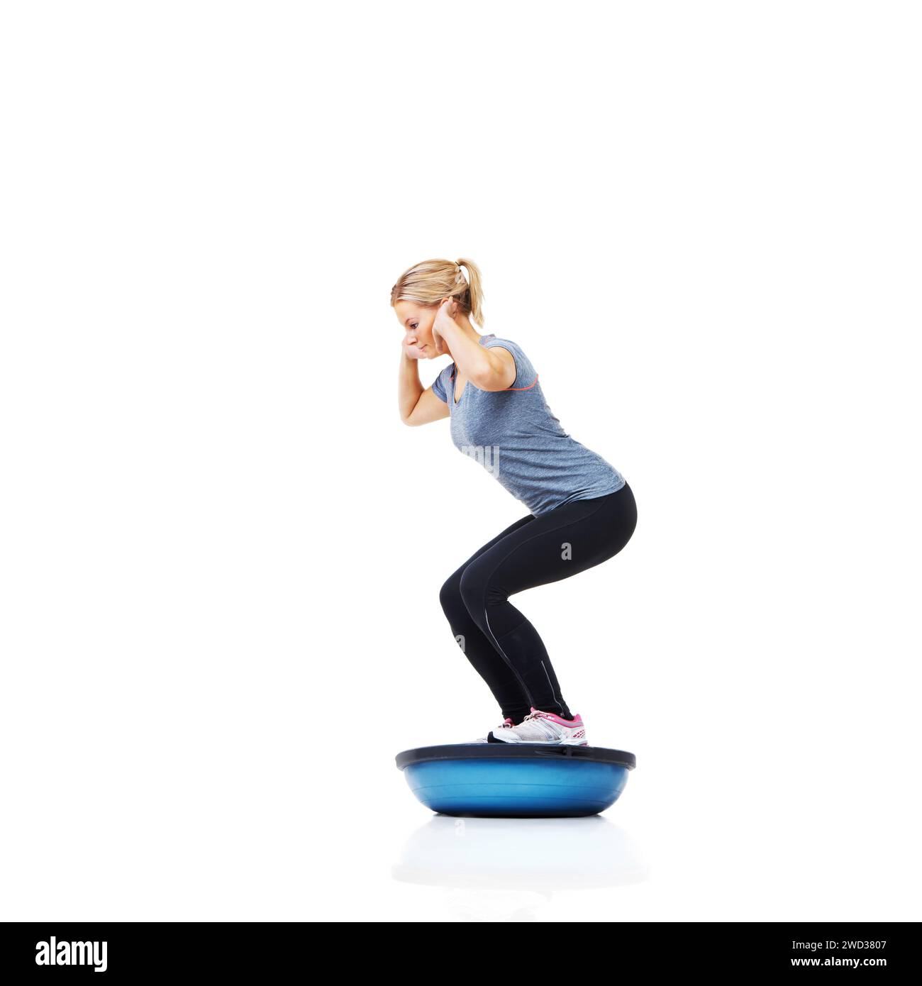 Woman squat exercise white background hi-res stock photography and ...