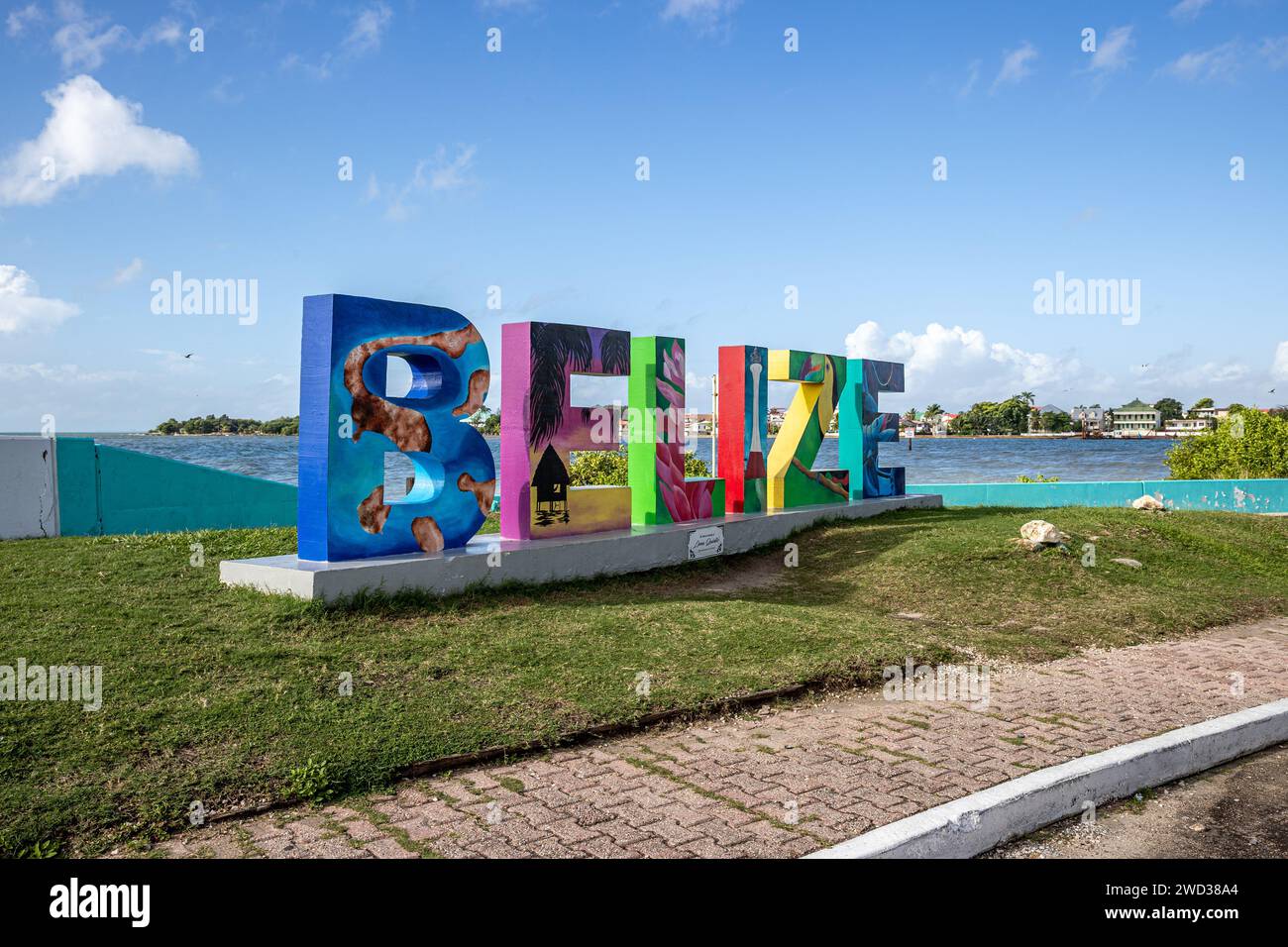 Belize, Belize City, Belize sign Stock Photo - Alamy