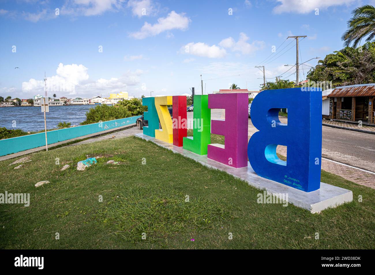 Belize, Belize City, Belize sign Stock Photo - Alamy