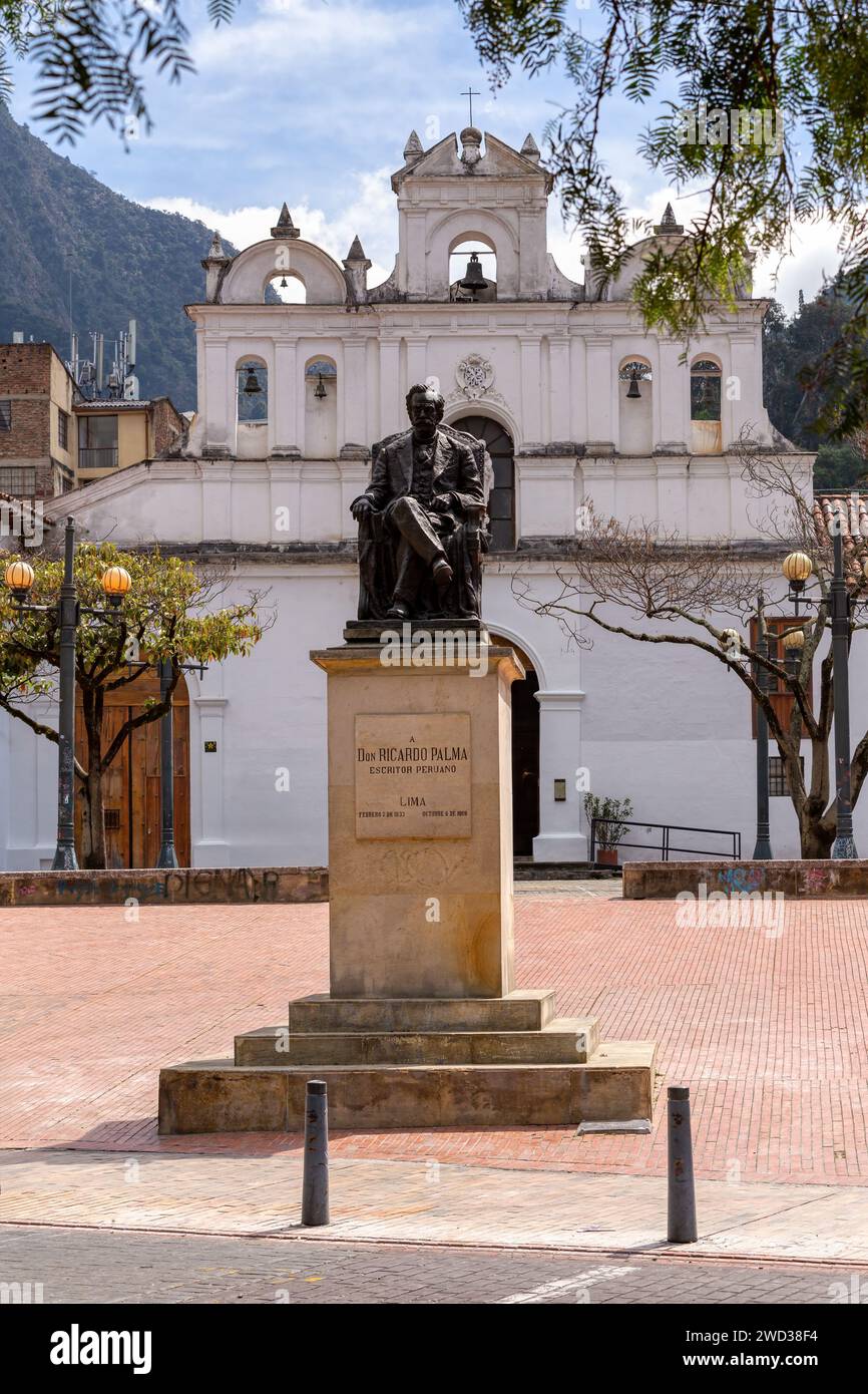 Don Ricardo Palma statue behind Church Parish of Our Lady of the Waters ...