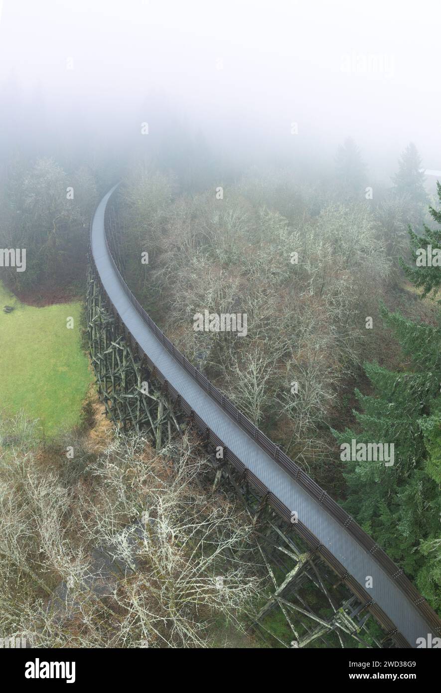Mist drifts across the Banks Vernonia trail, an old railroad bed west ...