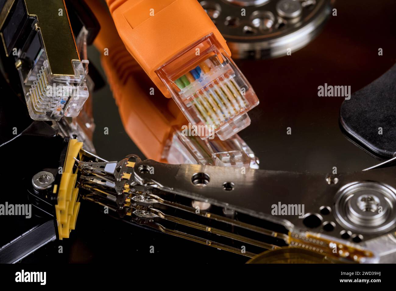 Computer technology digital backup by ethernet cables connected to ...