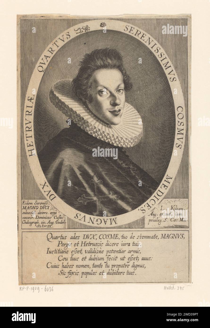 Portret van Cosimo 2 of 'Medici, Lucas Kilian, 1609 print Text in Latin ...