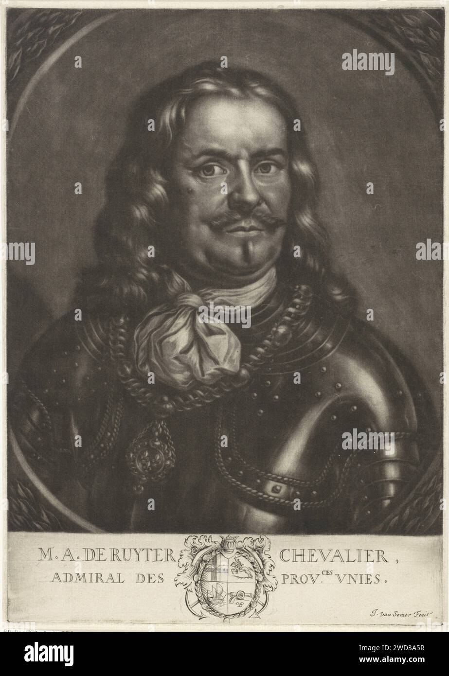 Portrait of Michiel Adriaansz. de Ruyter, Jan van Somer, after Karel du ...