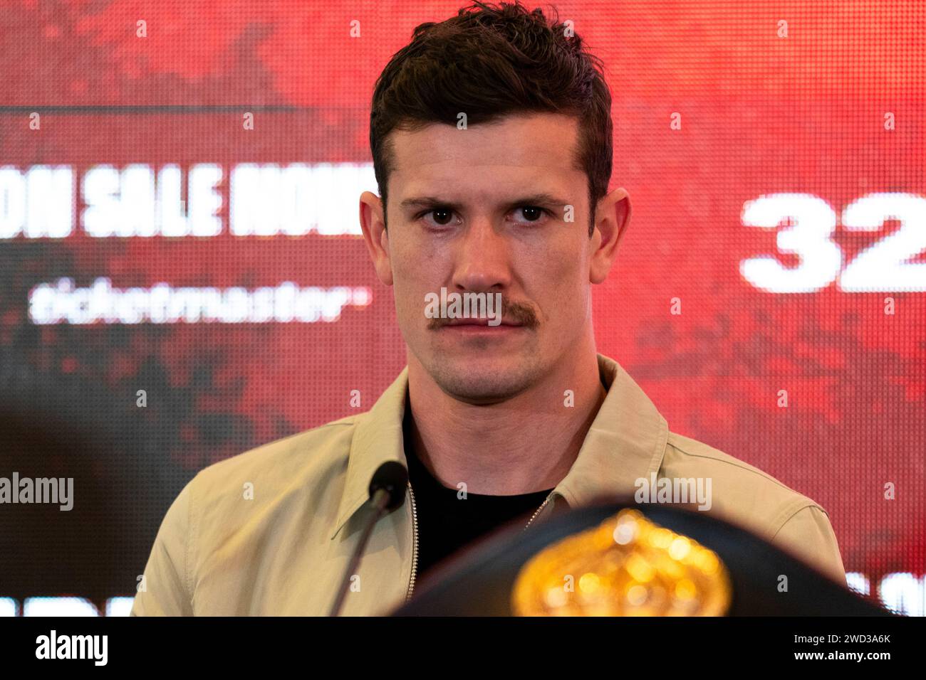 Nathan Heaney during a press conference at The Court Room at Glaziers ...