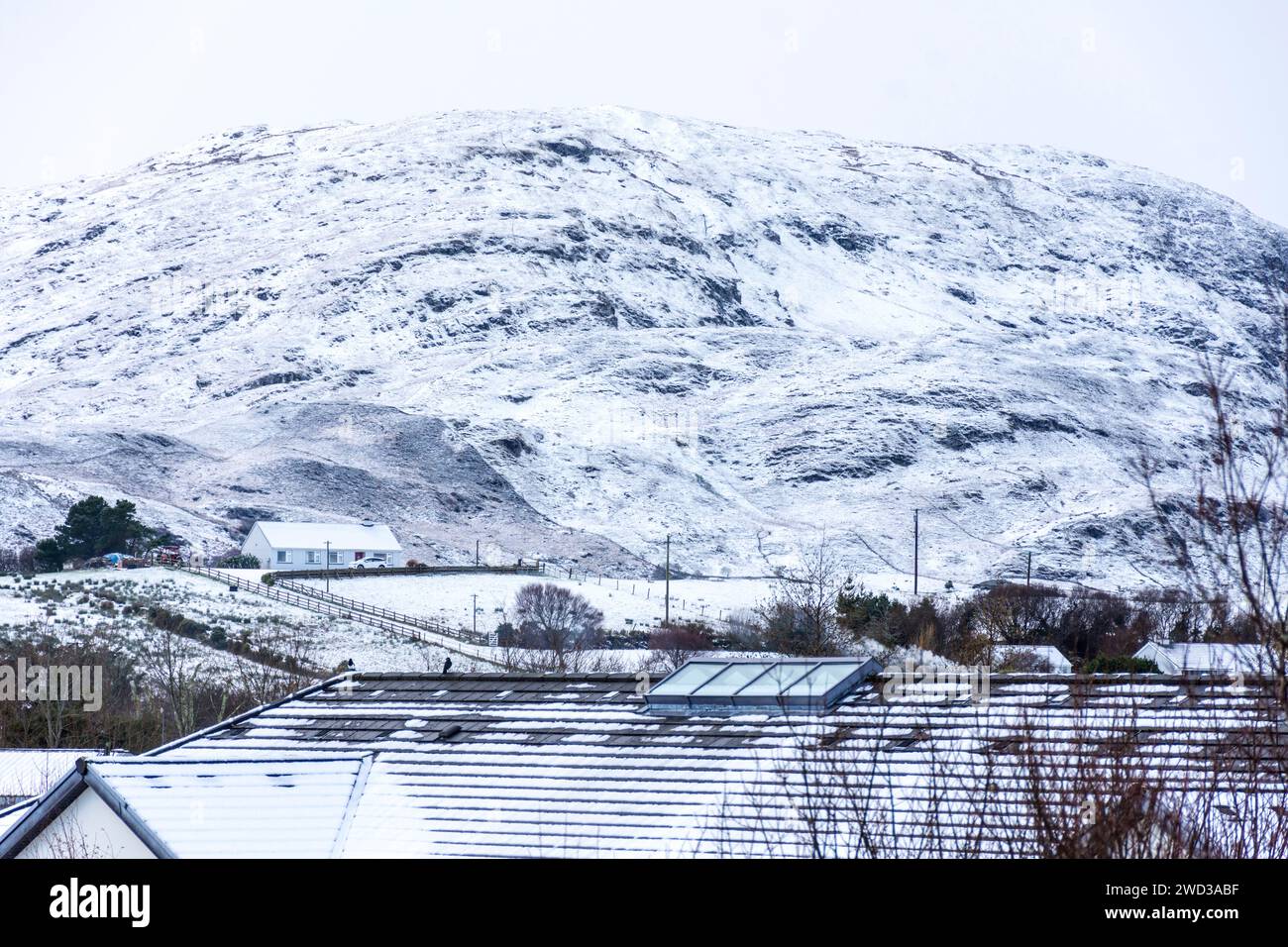 Ardara, County Donegal, Ireland weather. 18/01/2024. Snow weather Stock ...
