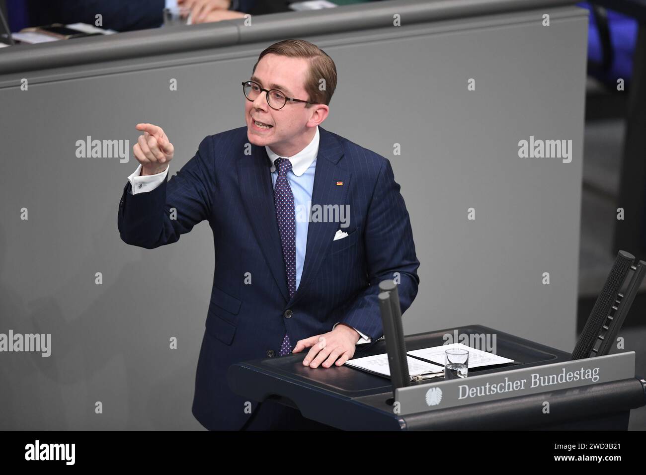 Berlin, Germany. 18th Jan, 2024. Philipp Amthor (CDU) speaks at the ...