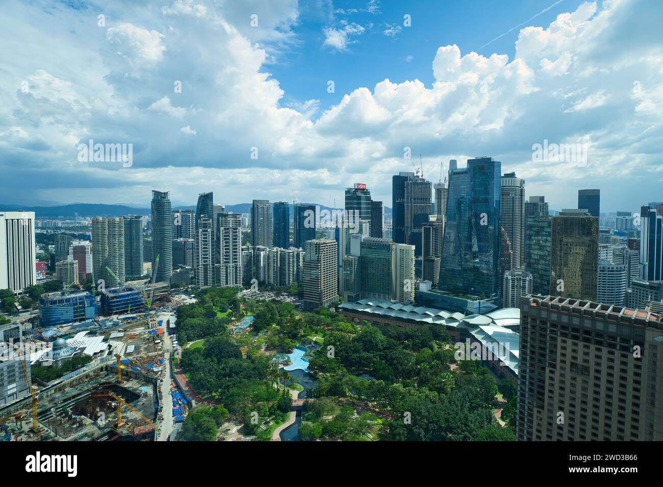 Kuala Lumpur, Malaysia - December 19, 2023: Aerial view of KLCC park ...