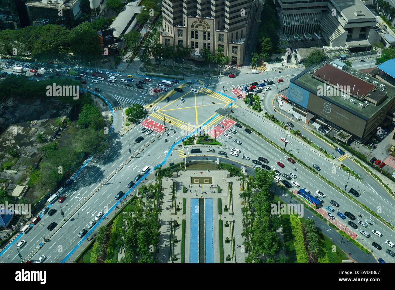 Kuala Lumpur, Malaysia - December 19, 2023: Aerial view of intersection ...