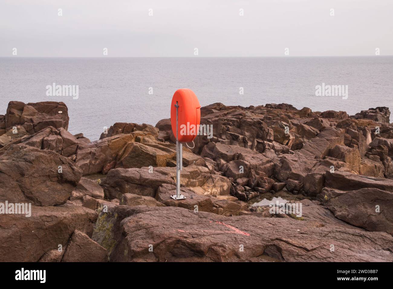 Case box with life belt in case of drowning people near coastal sea ...