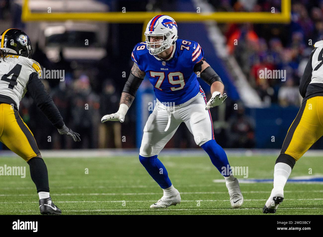 Buffalo Bills offensive tackle Spencer Brown (79) blocks during an NFL ...
