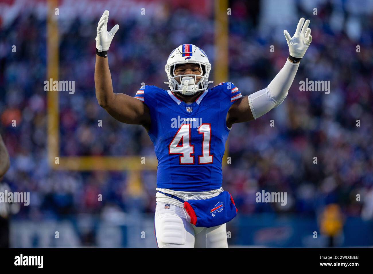 Buffalo Bills fullback Reggie Gilliam (41) reacts during an NFL wild-card playoff football game ...