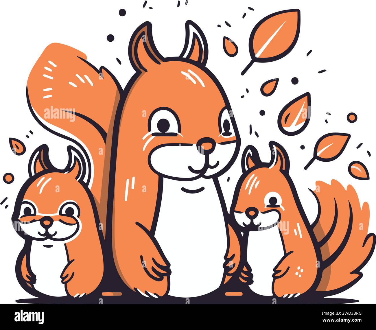 Cute squirrel family. Vector illustration in doodle style Stock Vector ...