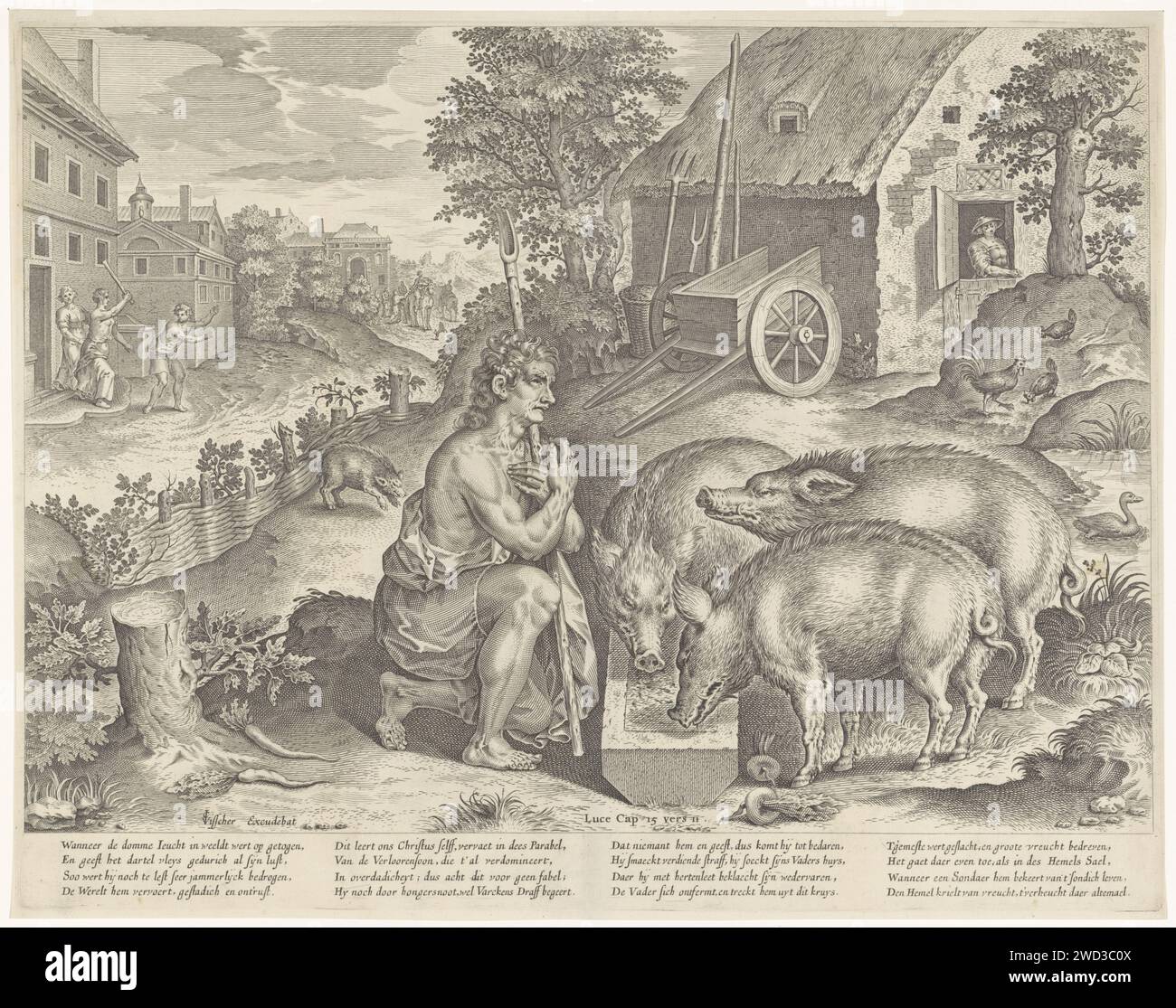 The Lost Son as a pork keeper, Anonymous, After Hans Collaert (I ...