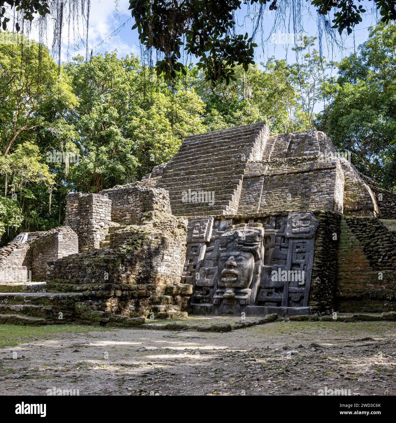 Belize, Lamanai, Maya Ruins, The Mask Temple Stock Photo - Alamy