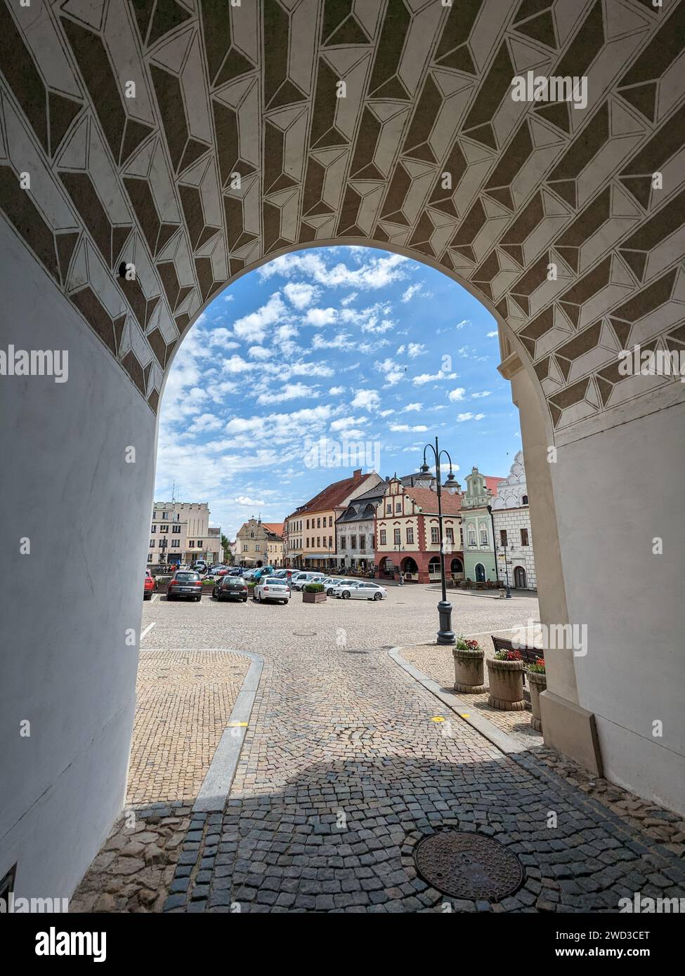 Tabor historical city center with old town square in south Bohemia ...