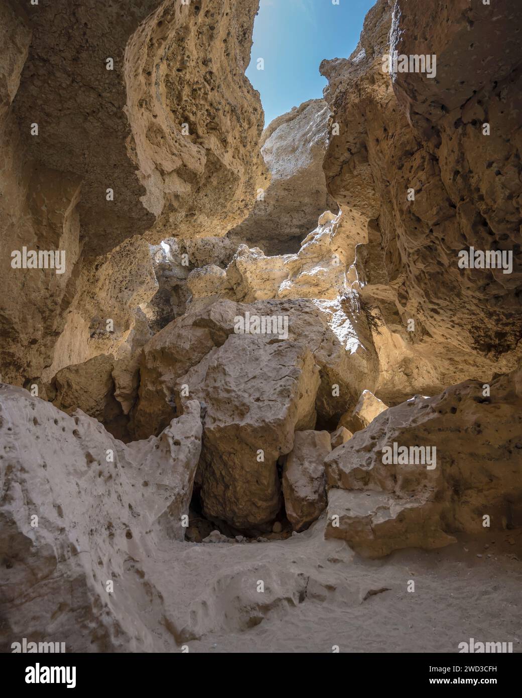 landscape with sandstone boulders fall at narrow Serisem canyon ...