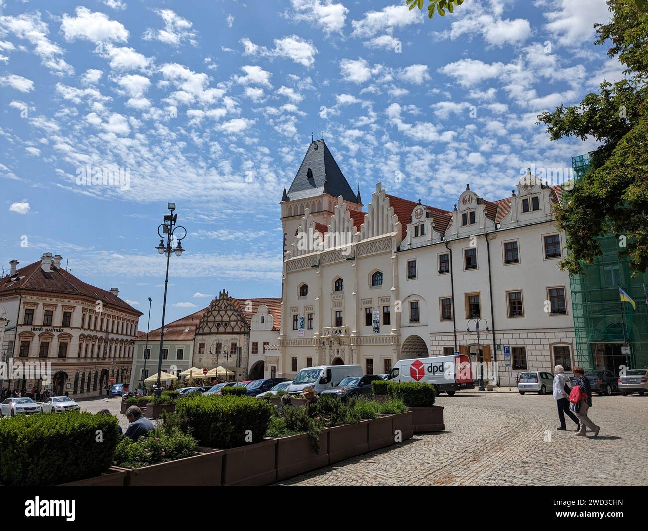 Tabor historical city center with old town square in south Bohemia ...