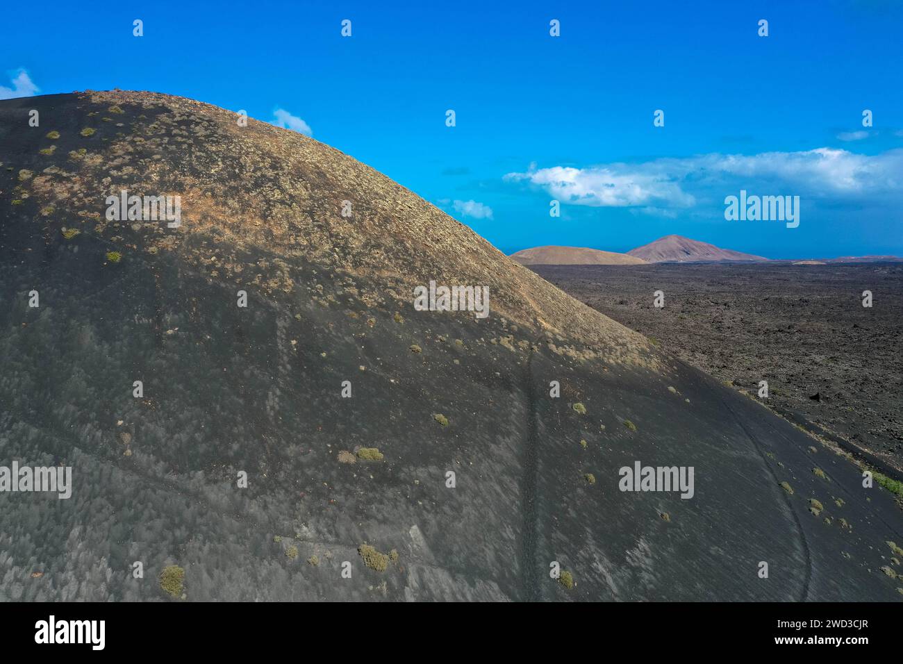 Extinct volcano on the island of Lanzarote View from above in Timanfaya ...