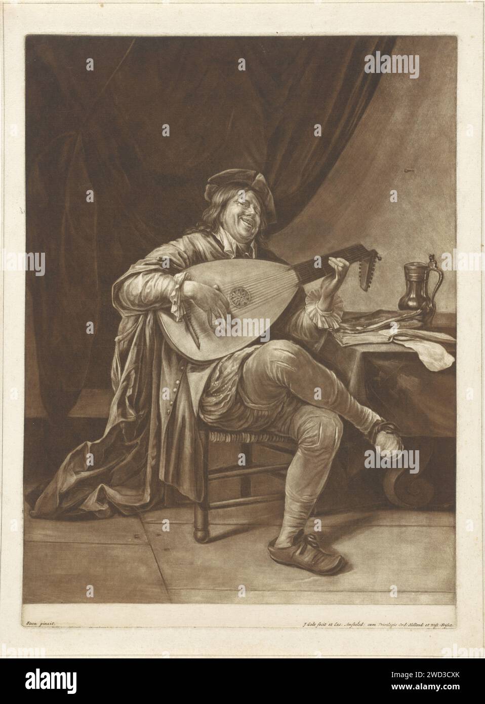 Self -portrait of Jan Steen as a lute player, Jacob Gole, after Jan ...