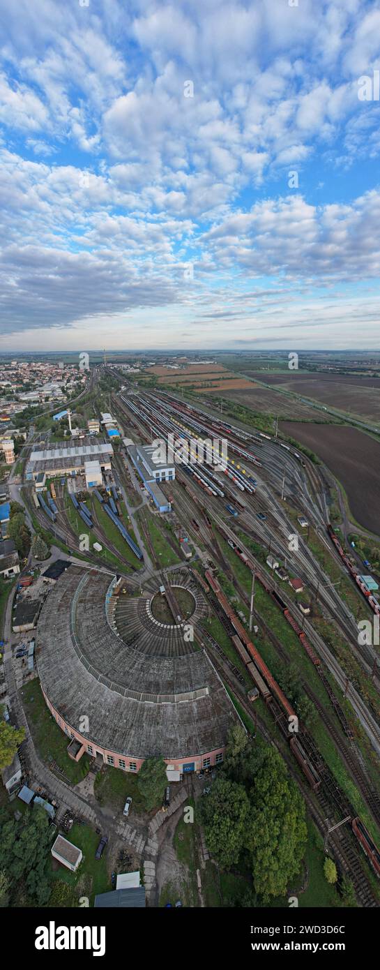 Railway turntable for locomotives aerial view train turntable,aerial ...